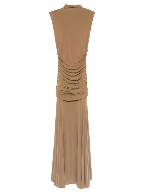 Magda Butrym High-neck Draped Maxi Dress - Neutrals