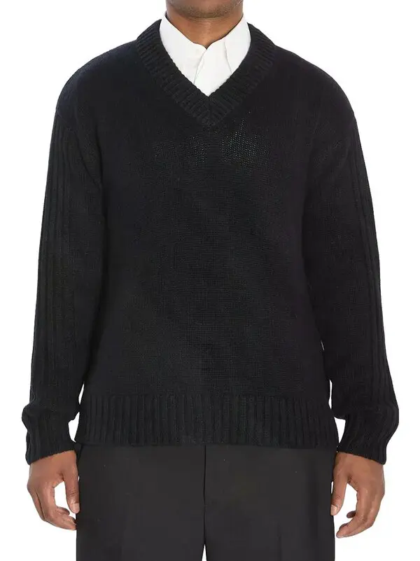 LISA YANG Ribbed V-neck Cashmere Sweater - Black