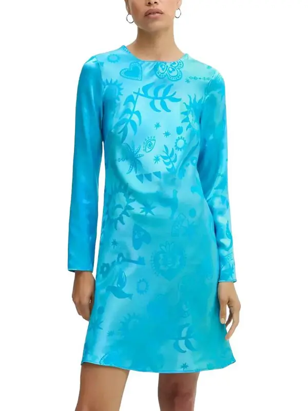NEVER FULLY DRESSED Printed Long-sleeve Dress - Blue