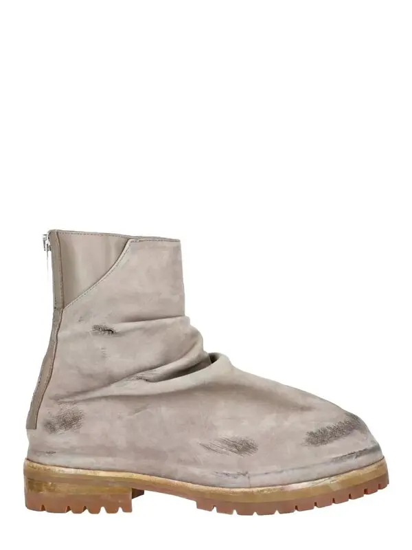 424 Distressed Leather Boots - Grey
