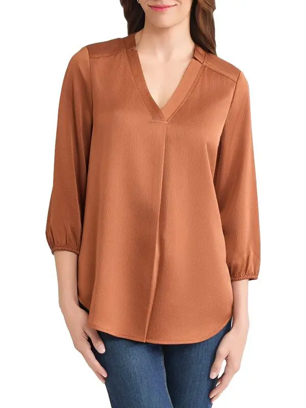 Jones New York Textured Crepe Tunic - Medium Chestnut
