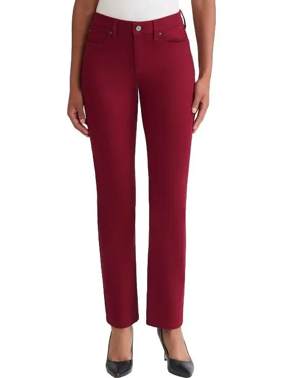 Jones New York Lexington Straight Leg Trousers - Bordeaux