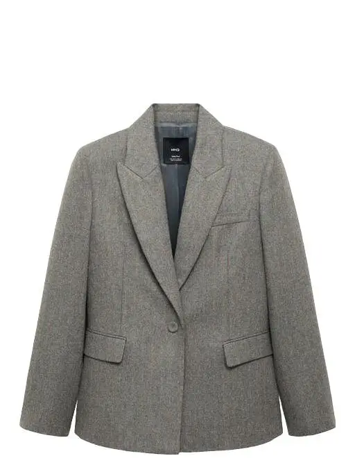 Mango Single-breasted Blazer - Grey