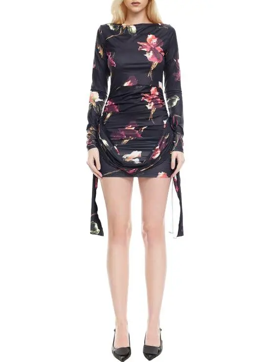 Lioness Glory Floral Long Sleeve Minidress - Onyx Floral