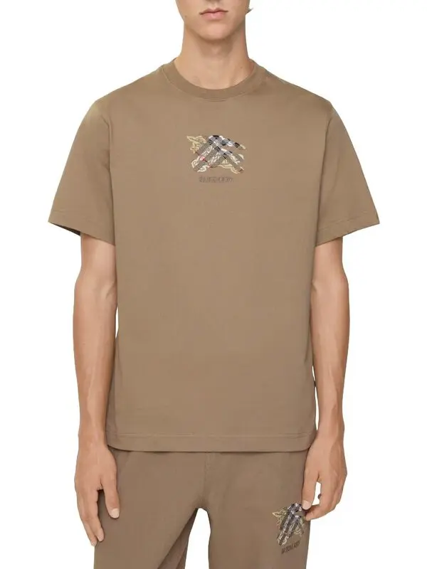 Burberry Ekd Check Cotton T-shirt - Clay Brown