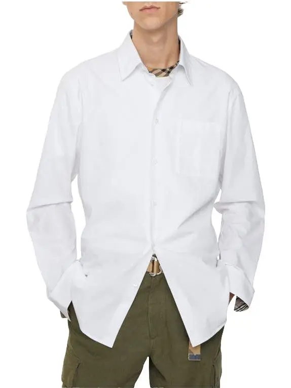 Burberry Regular Fit Cotton Poplin Shirt - Optic White