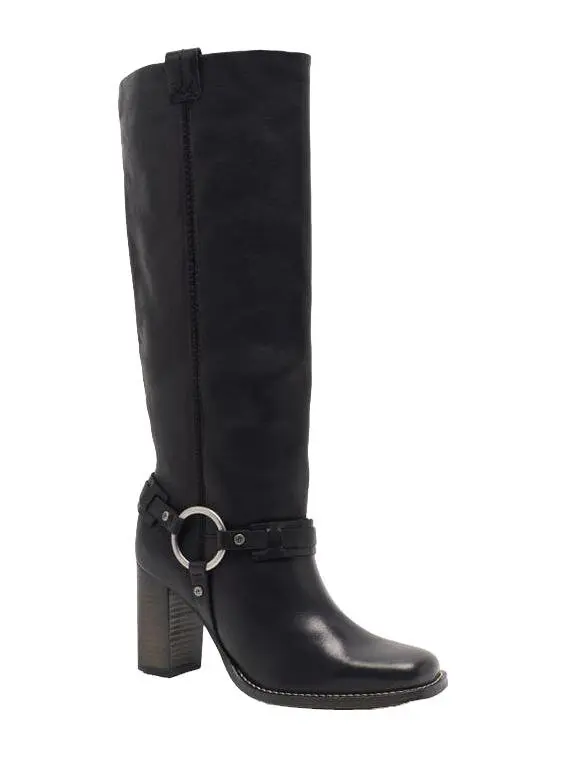Free People Heidi Harness Tall Boots - Black Leather