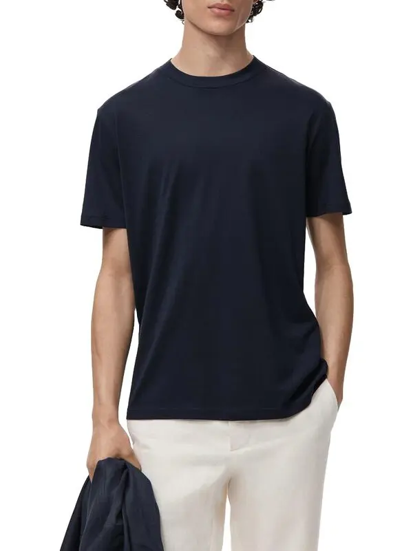 Mango Slim Fit Cotton T-shirt - Navy