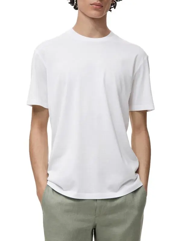 Mango Slim Fit Cotton T-shirt - White