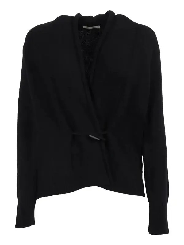 KANGRA Belted Wool Cashmere Cardigan - Black