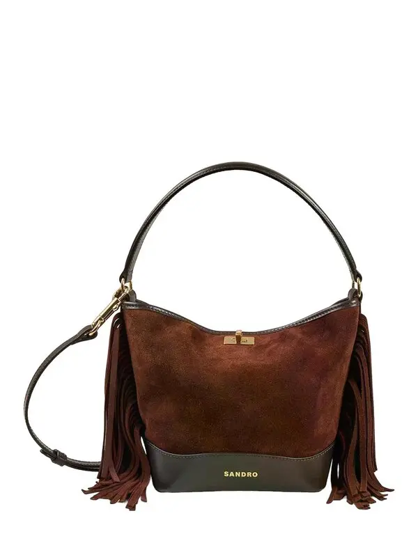 Sandro Leather Cross Body Bag - Brown