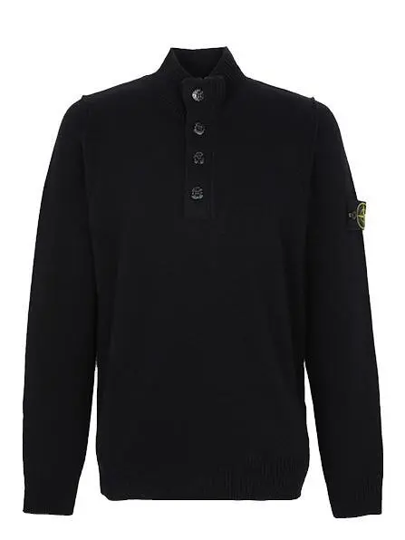 Stone Island Half Zip Up Sweater - Black