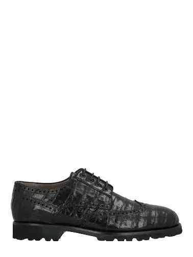TESTONI Leather Brogues With Crocodile Print - Black