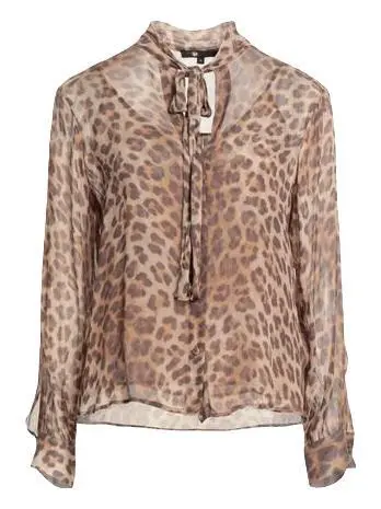 Maje Leopard Print Bow Shirt - Beige