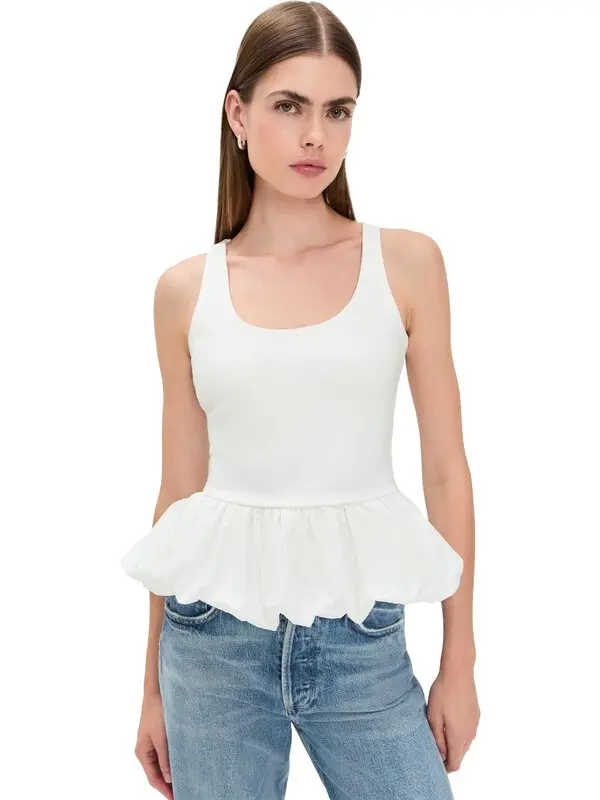 Endless Rose Scoop Neck Peplum Top - White