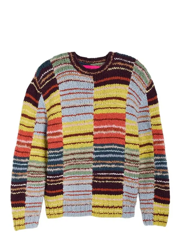 THE ELDER STATESMAN Patchwork Knit Pullover - Patchwork Multi