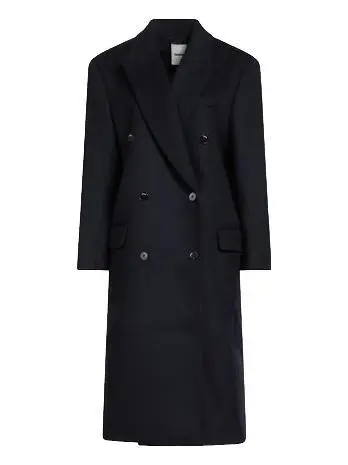 Sandro Coat In Wool And Polyamide - Blue