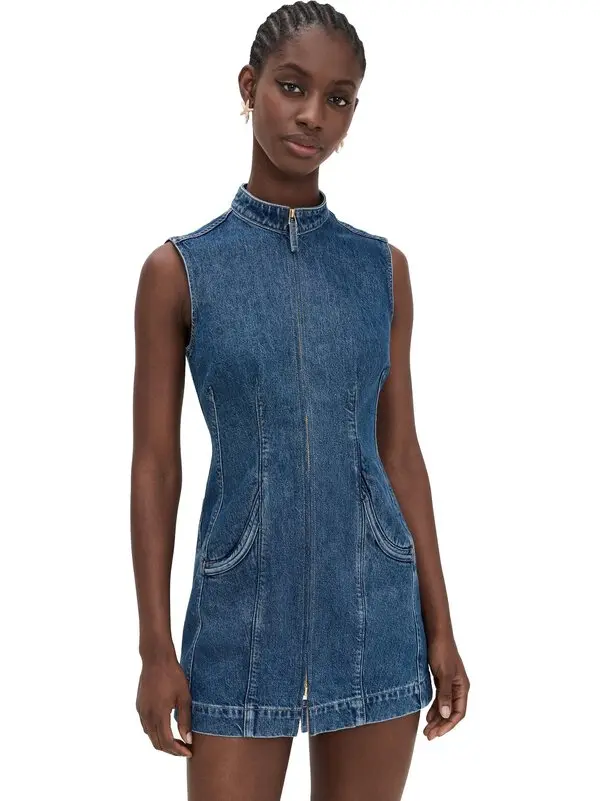 Cult Gaia Biella Denim Mini Dress - Medium Stone Wash