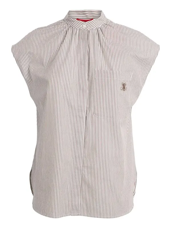 Max & Co. Sleeveless Striped Shirt - White