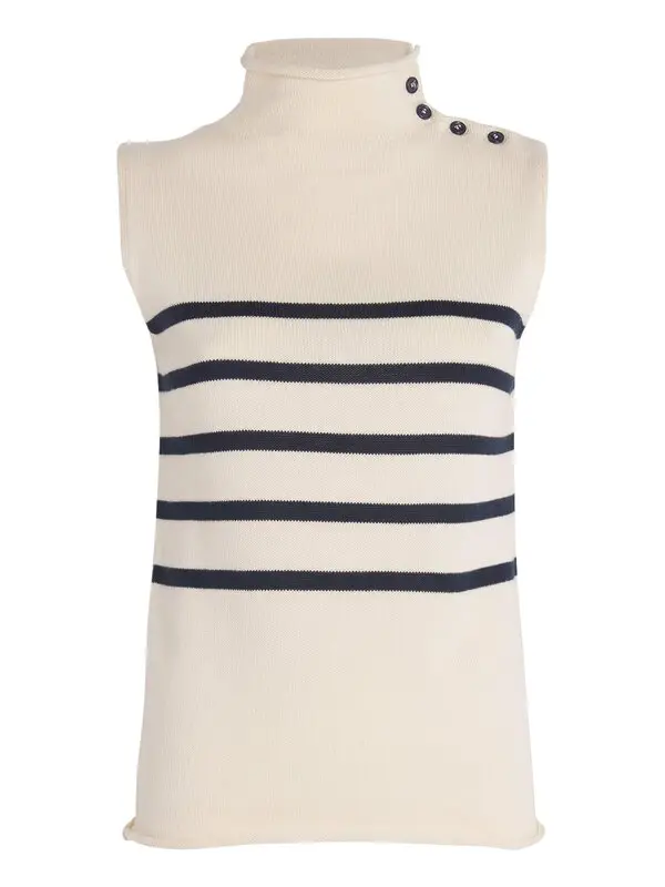 Max Mara Cotton Striped Sweater Vest - White