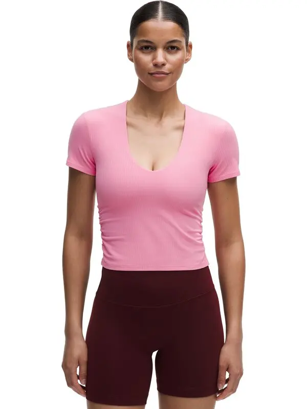 Lululemon Ribbed Nulu V-neck T-shirt - Candy Cloud