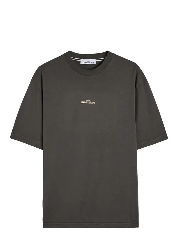 Stone Island Logo-printed Cotton T-shirt - Grey