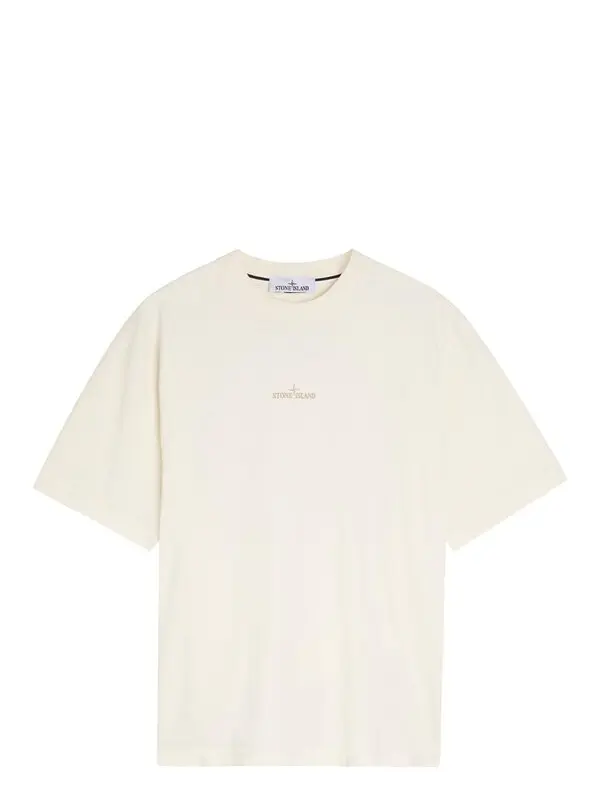 Stone Island Logo-printed Cotton T-shirt - Ivory