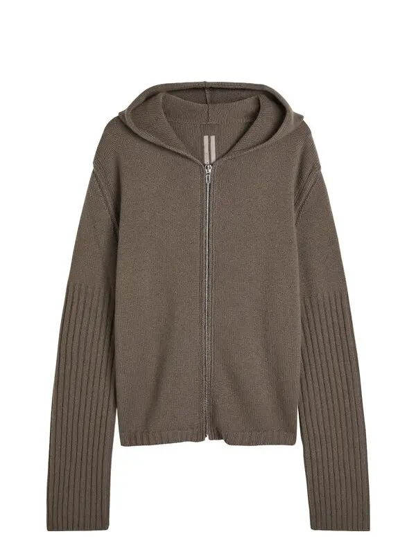 Rick Owens Zipped Hooded Cashmere Jumper - Grey