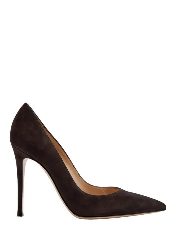GIANVITO ROSSI 105 Suede Pumps - Dark Brown