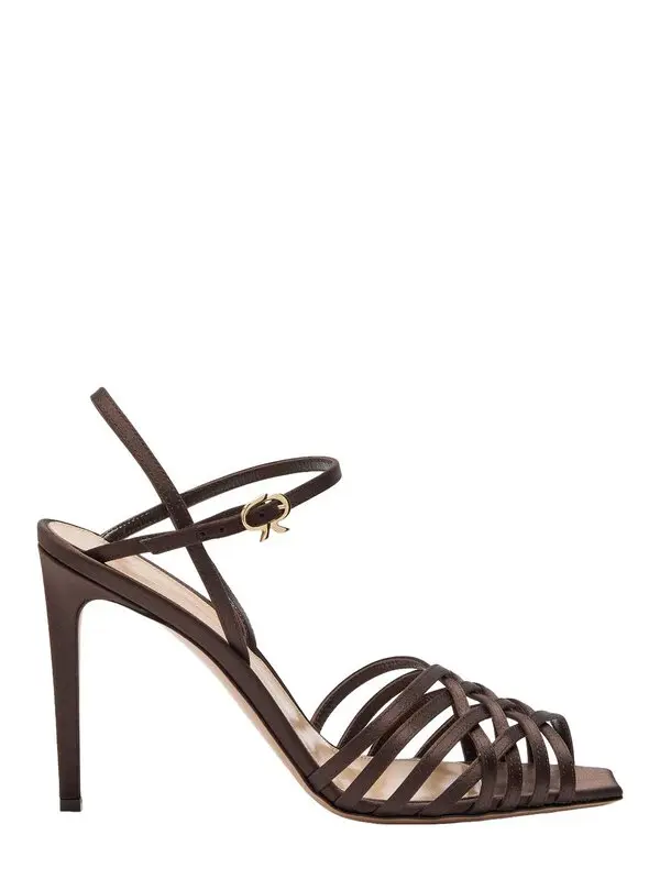 GIANVITO ROSSI Kerry 100 Satin Sandals - Brown