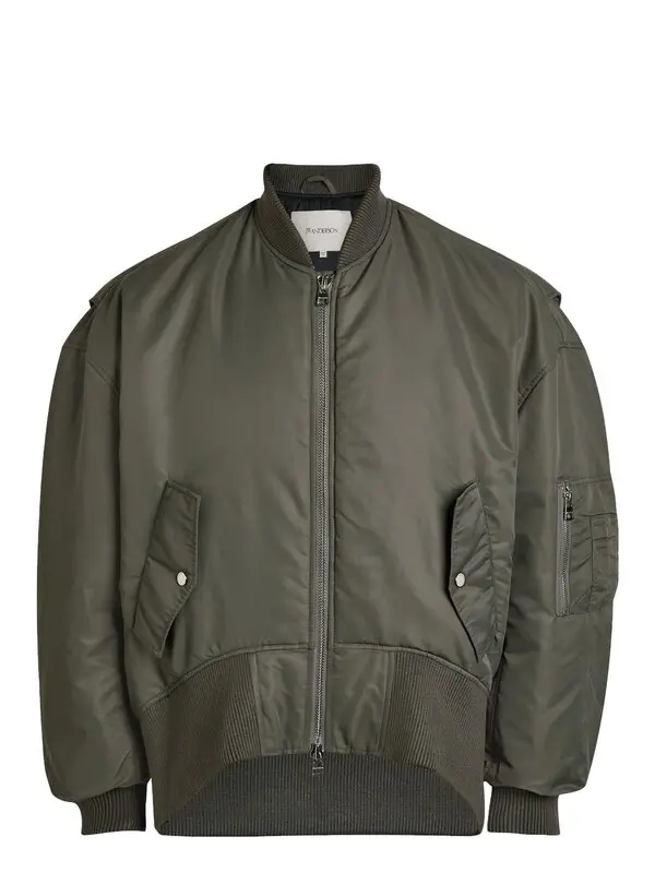 JW Anderson Oversized Curved Hem Bomber Jacket - Steel