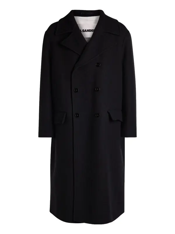JIL SANDER Double-breasted Wool Coat - Black