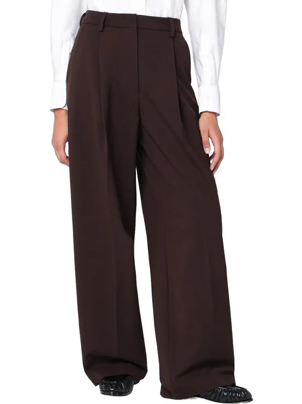 THE LATEST Wide-leg Virgin Wool Blend Trousers - Brown