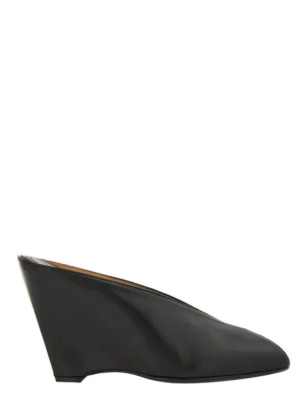 FERRAGAMO Peep Toe Mule - Black