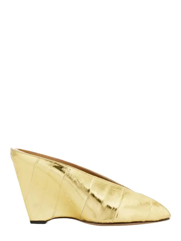 FERRAGAMO Peep Toe Mule - Gold