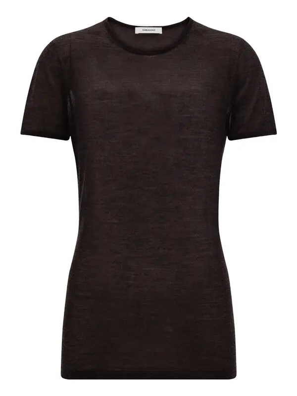 FERRAGAMO Knitted T-shirt - Brown