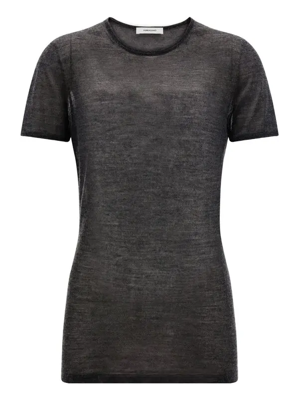 FERRAGAMO Knitted T-shirt - Grey