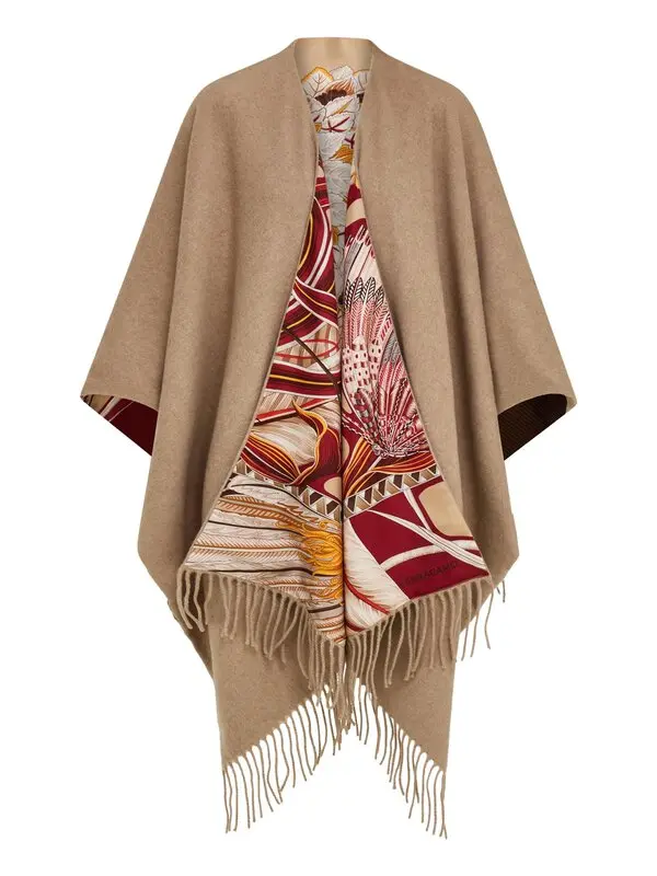 FERRAGAMO Cashmere And Silk Reversible Cape - Beige