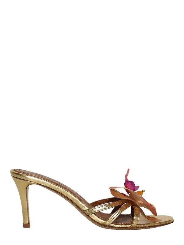 ALAMEDA TURQUESA Cecily Flower Mules - Gold