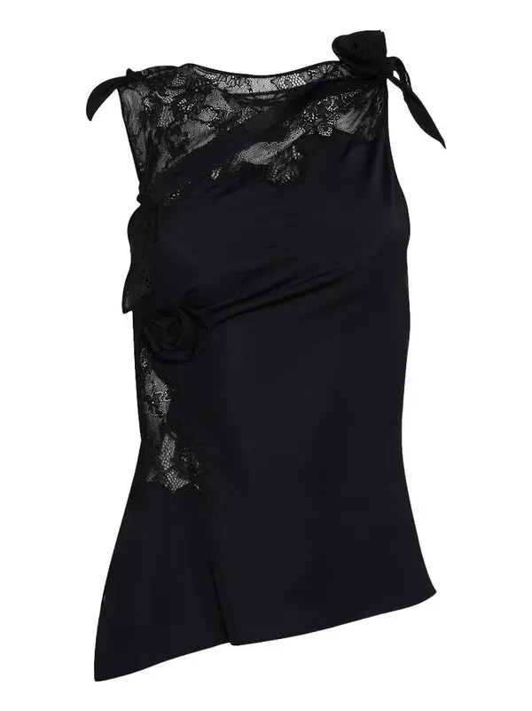 Coperni Lace Flower Top - Black