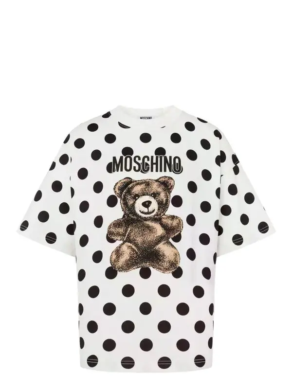 Moschino Polka-dot Teddy-bear Print T-shirt - White