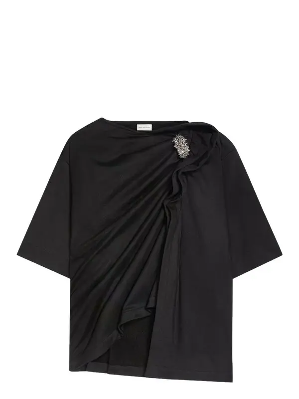 Dries Van Noten Draped Brooch T-shirt - Black