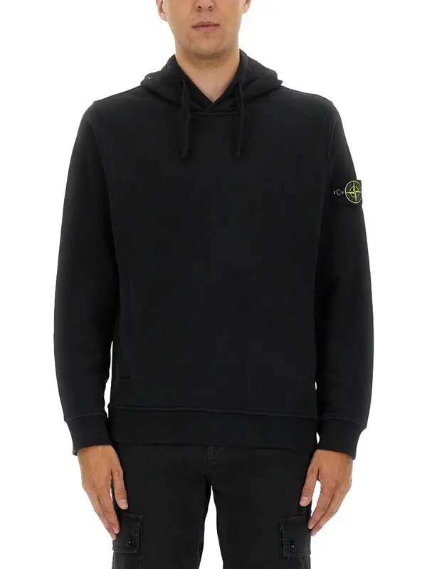 Stone Island Cotton Hoodie - Black