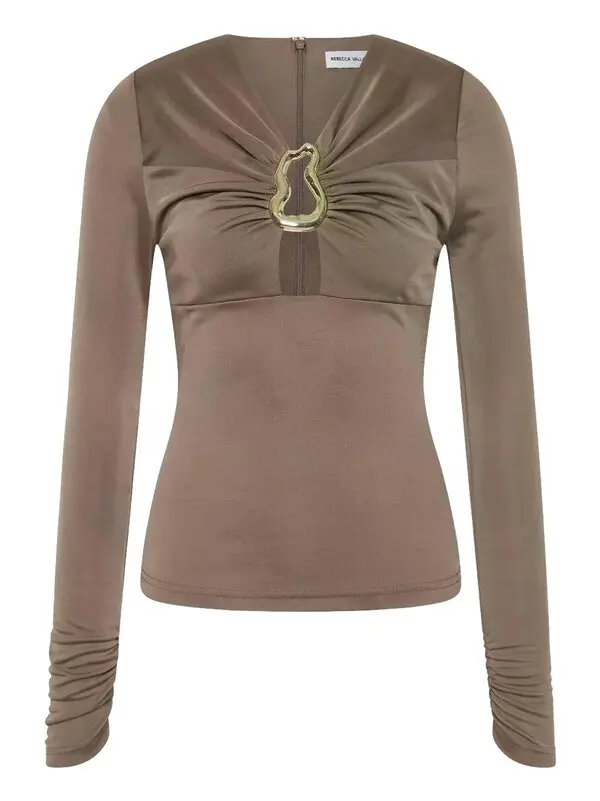 Rebecca Vallance Keyhole-neckline Long-sleeved Blouse - Brown