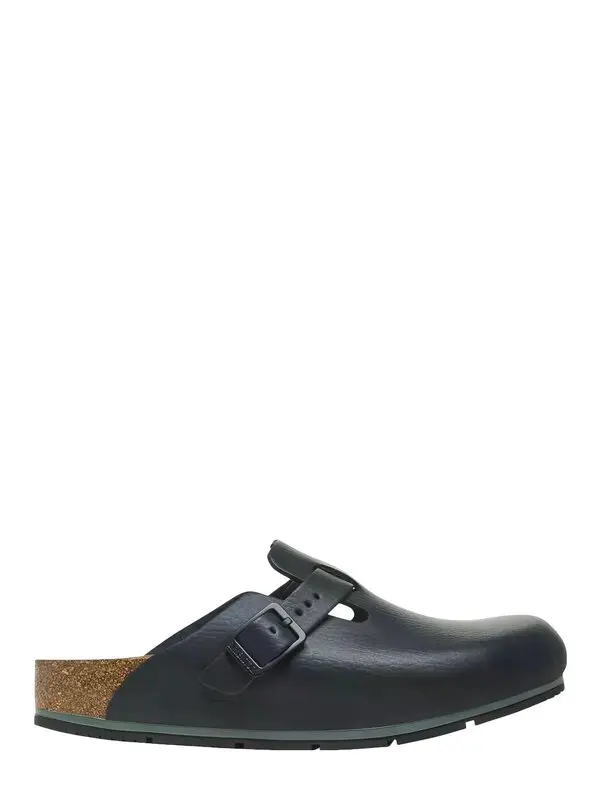 BIRKENSTOCK Buckle Leather Slippers - Black