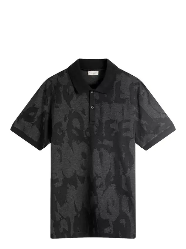 Alexander McQueen Graffiti Polo Shirt - Black