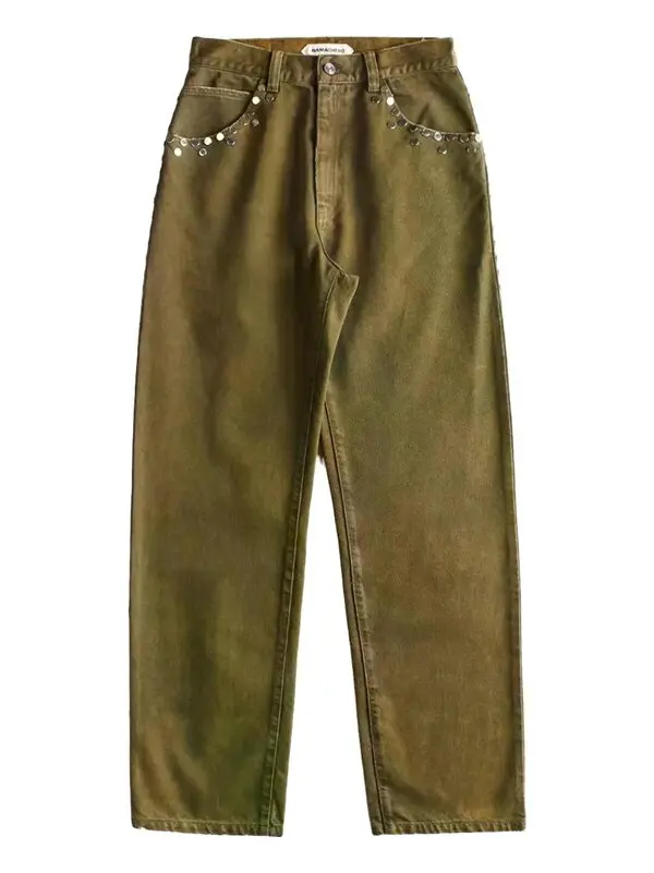 NAMACHEKO Studded Straight Leg Jeans - Green