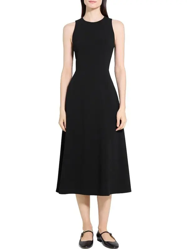 Theory Sleeveless A-line Midi Dress - Black