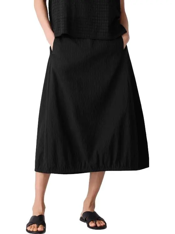Eileen Fisher Stretch Organic Cotton Lantern Skirt - Black