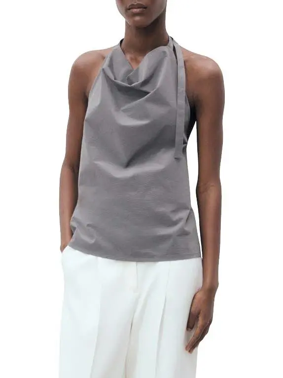 Mango Drape Halter Top - Grey